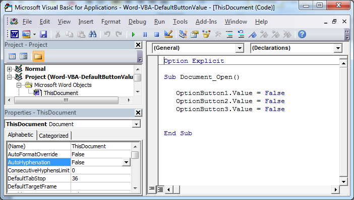 Topic: Clear Radio Buttons in Word 2007 @ AskWoody