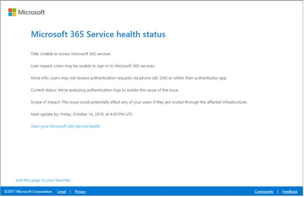 Microsoft 365 health status @ AskWoody