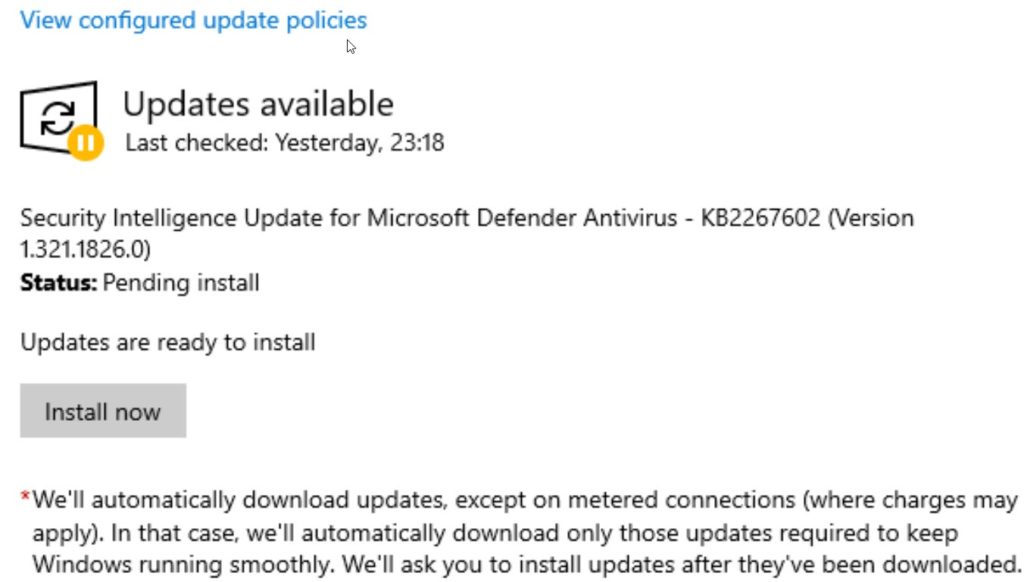 Are Windows Defender updates getting paused by the Windows Update Pause ...