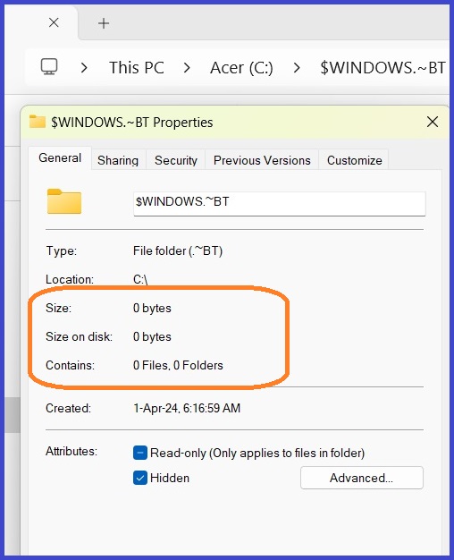 Topic: $Windows-BT folder in Win11 – about 25 GB of r-o and hidden ...