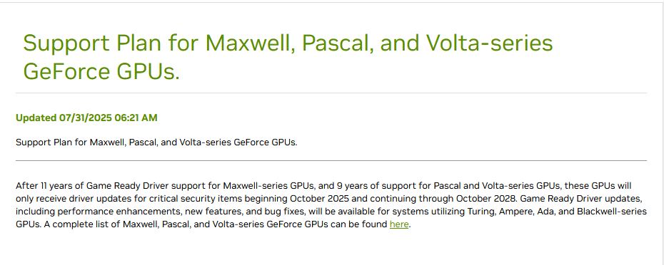 Topic: Changes are coming for several Nvidia graphics chip drivers ...