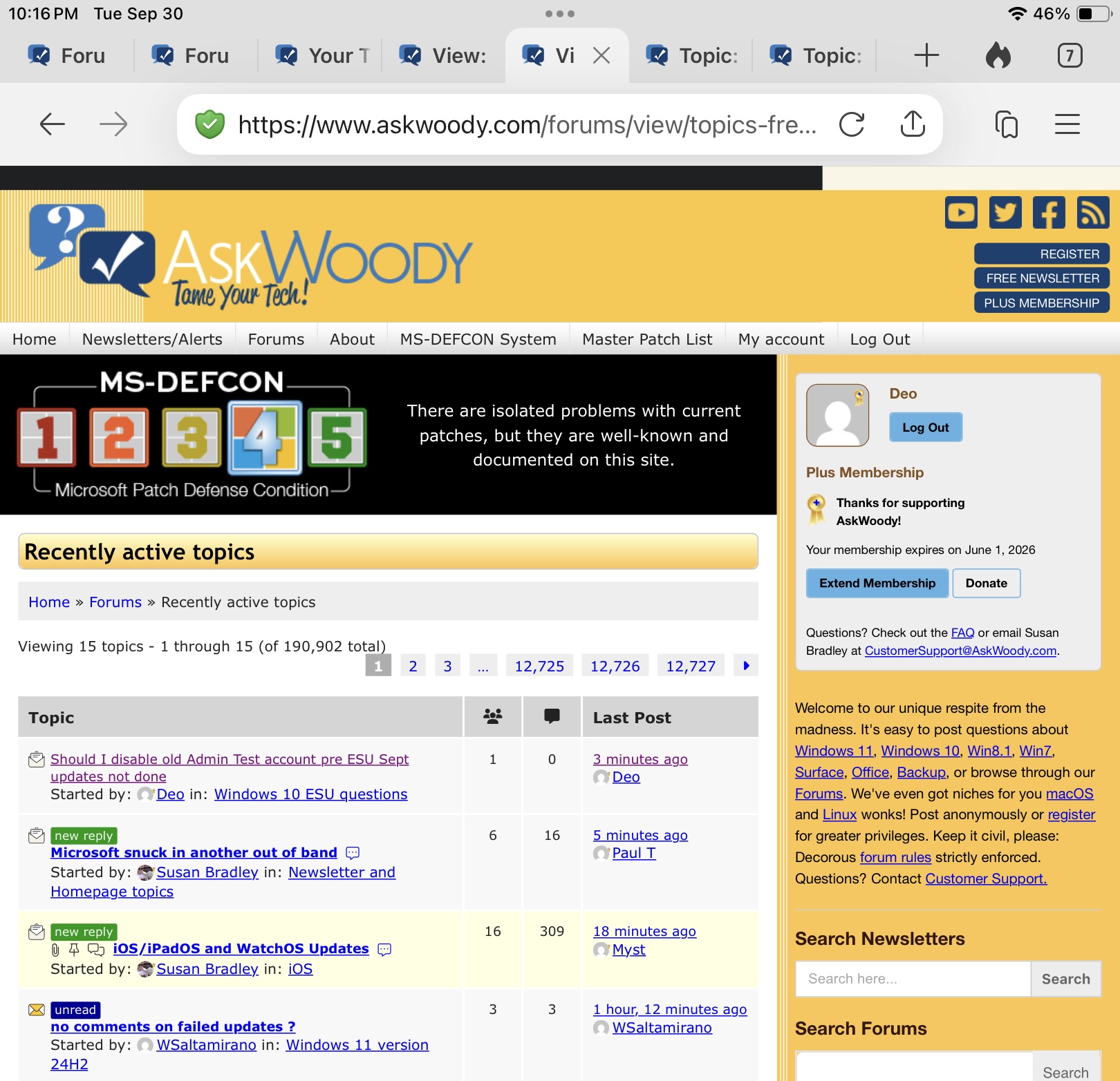 Topic: Issues with forum – Deo Apple thread @ AskWoody